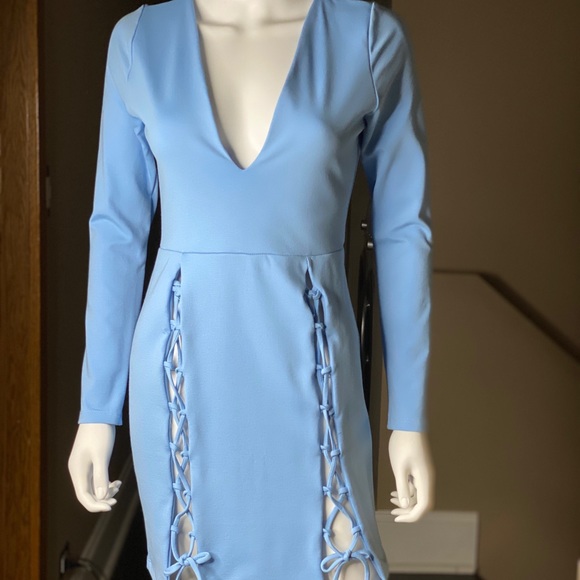 GoJane | Dresses | Baby Blue Lace Up Corset Dress | Poshmark